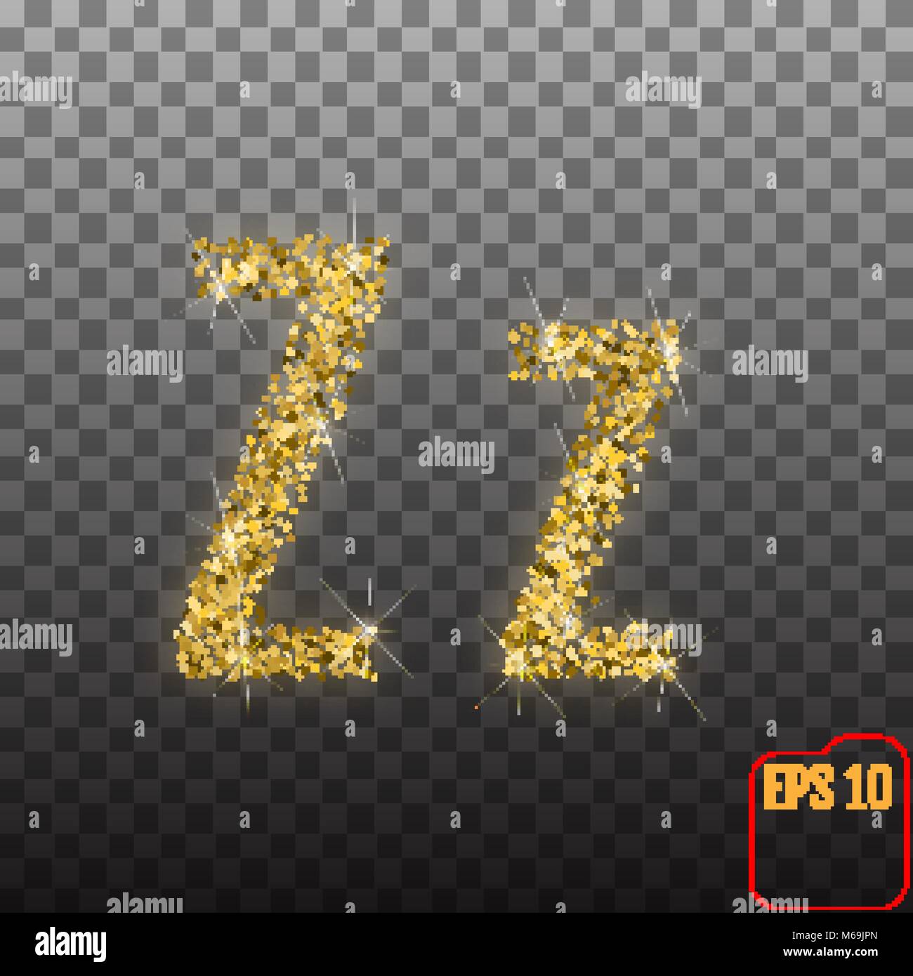 Vector Alphabet. Gold letter Z on transparent background. Gold alphabet ...