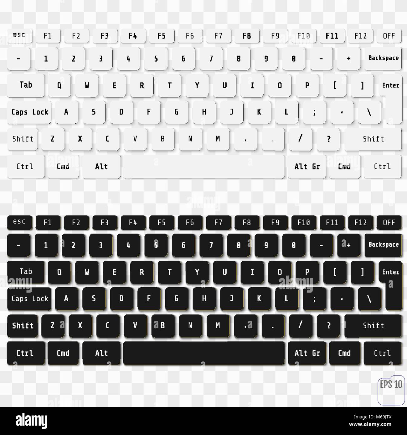 Vector illustration of modern laptop keyboards. White and Black ...