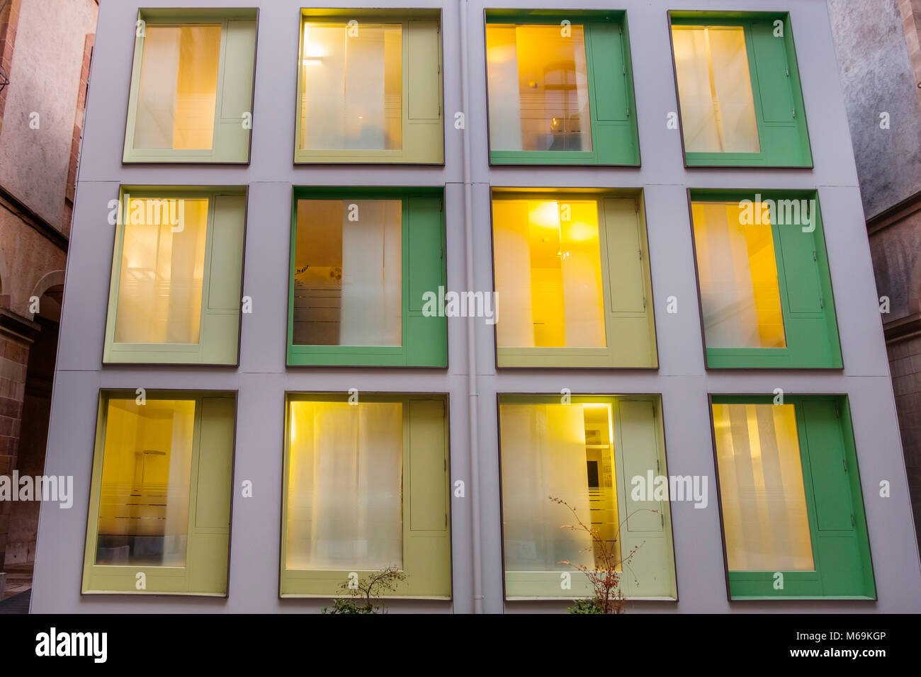 Modern office building in the town hall. Old town, historic center ...