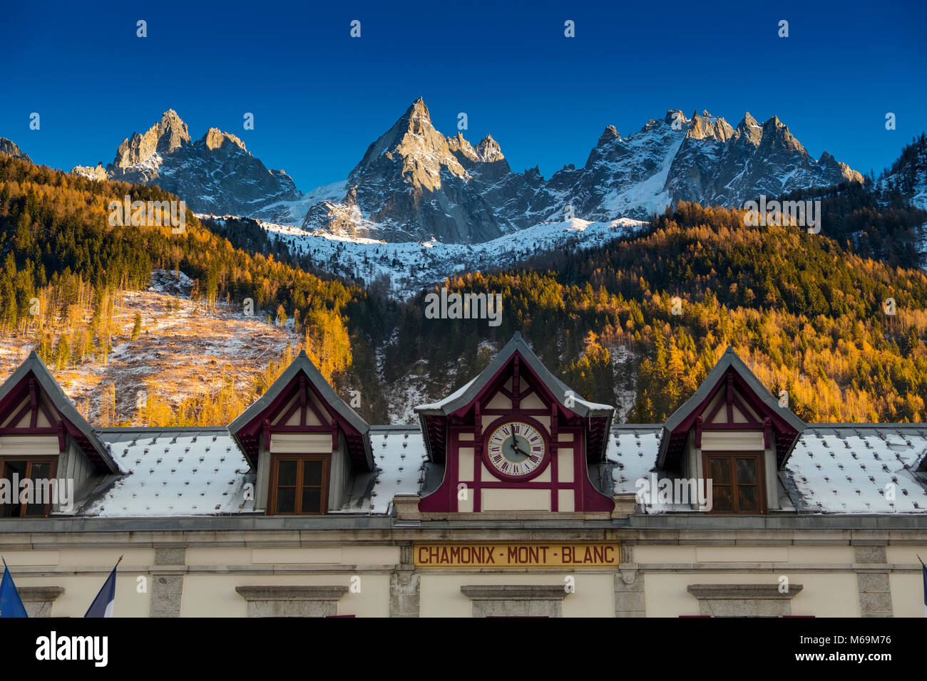 Train station. Chamonix Mont Blanc, Auvergne-Rhône-Alpes, department of ...