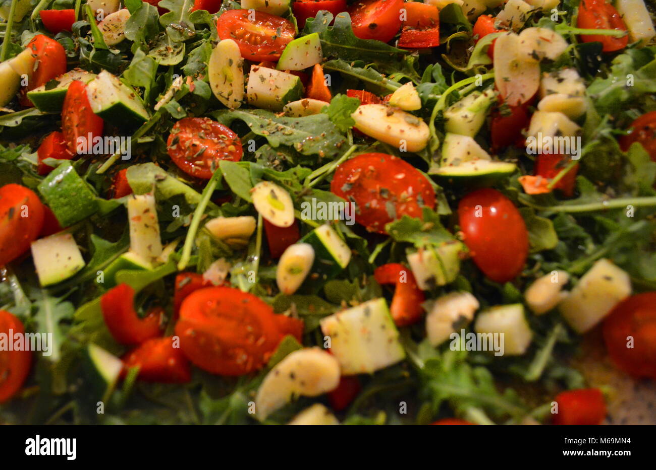Delicious Food Healthy Mixed Vegetable Salad Texture with Arugula ...