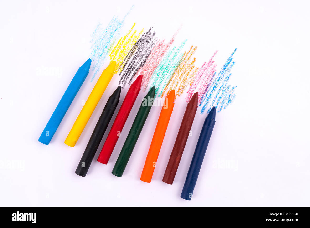 the colored scribbles made with wax crayons Stock Photo - Alamy