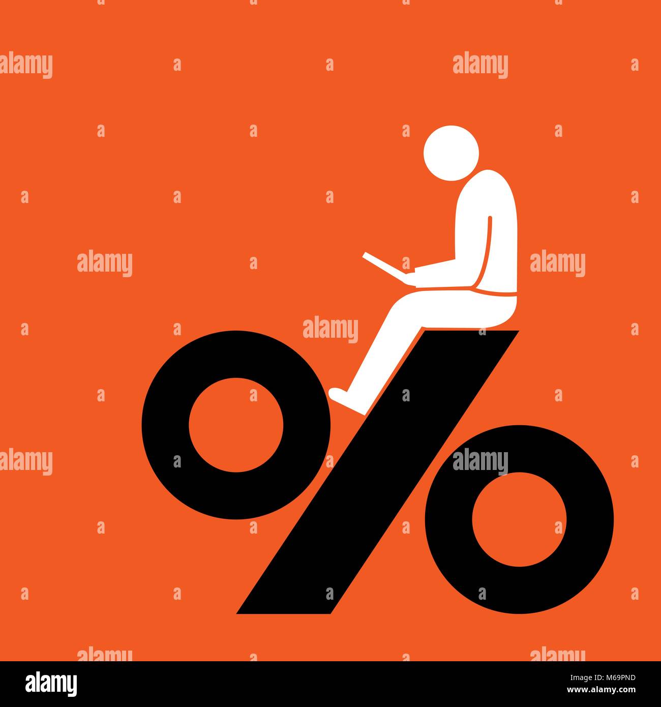 investor sitting with tablet on top of high interest rate percentage ...