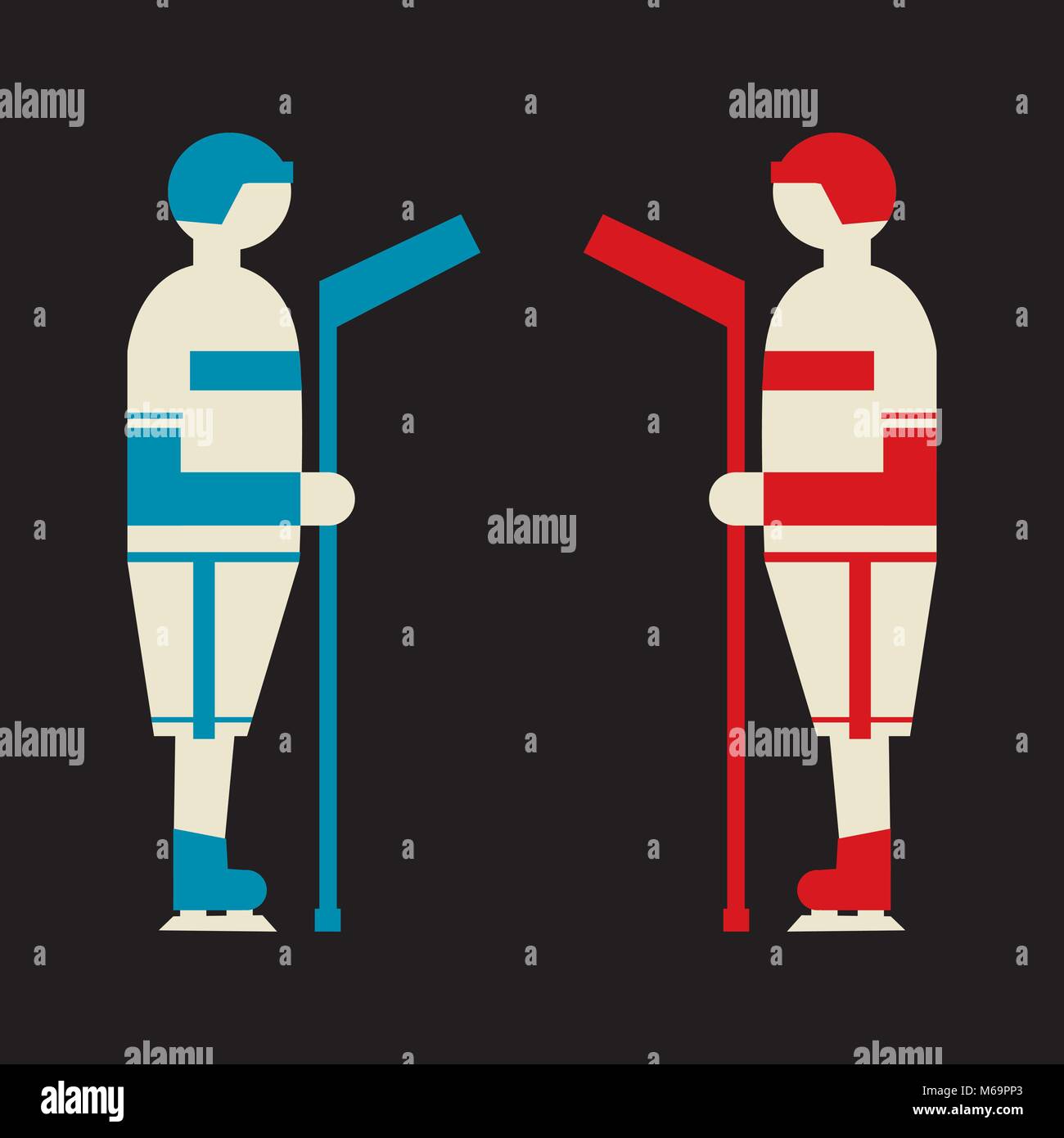 two ice hockey players from competing teams standing face to face Stock ...