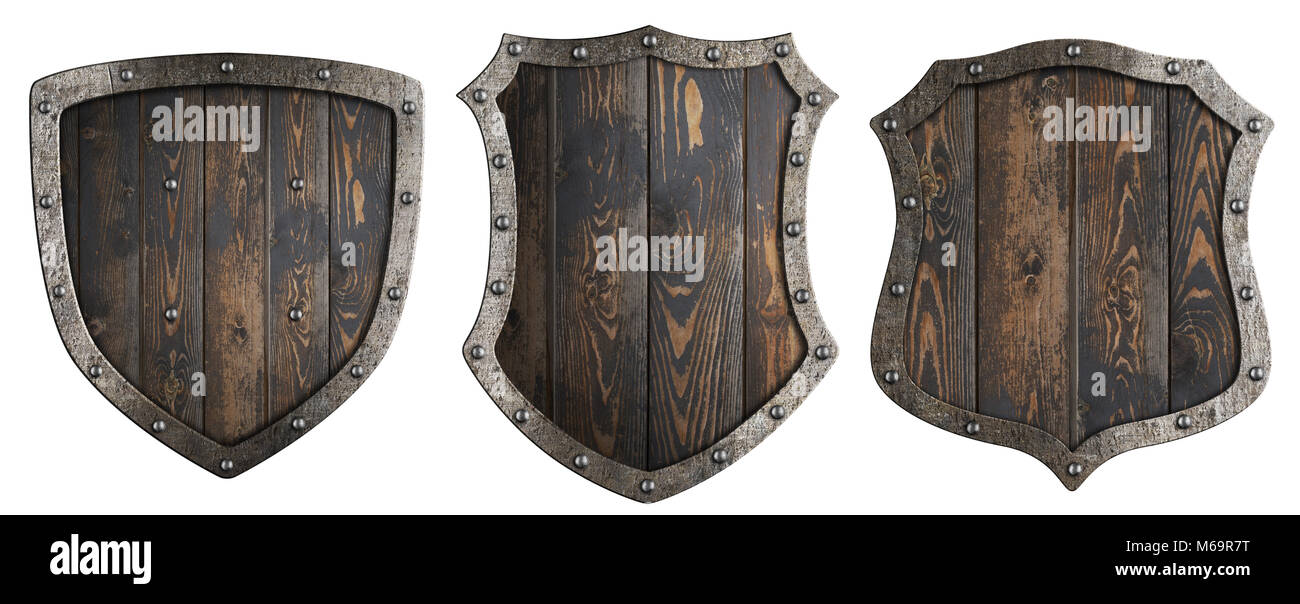 Wooden shields hi-res stock photography and images - Alamy