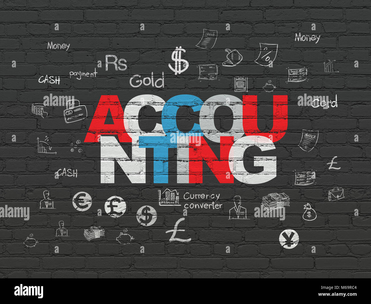 Money concept: Accounting on wall background Stock Photo - Alamy