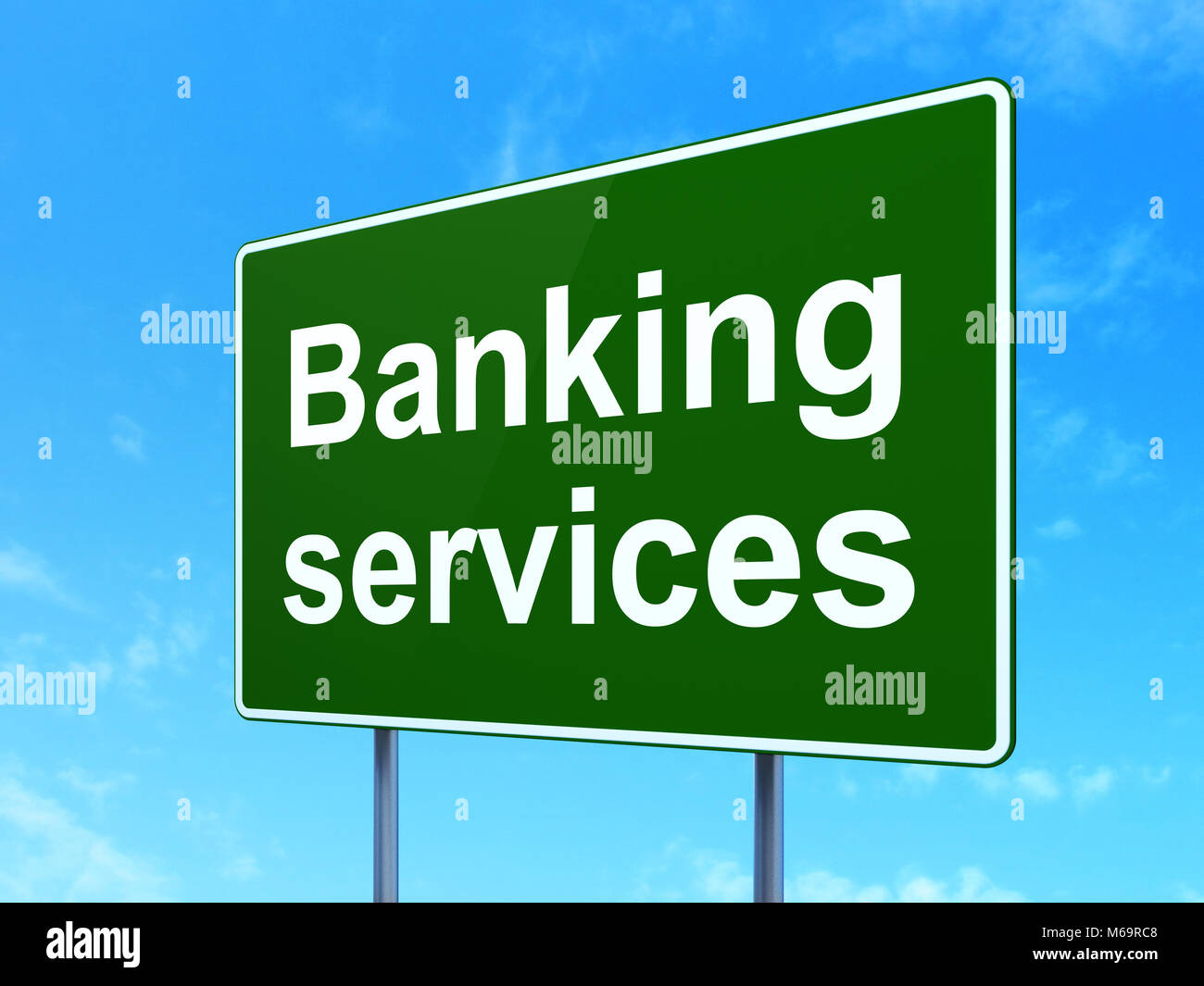Banking concept: Banking Services on road sign background Stock Photo ...