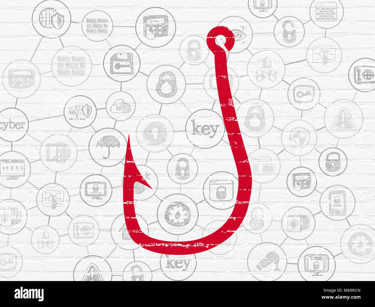 Privacy concept: Fishing Hook on wall background Stock Photo - Alamy