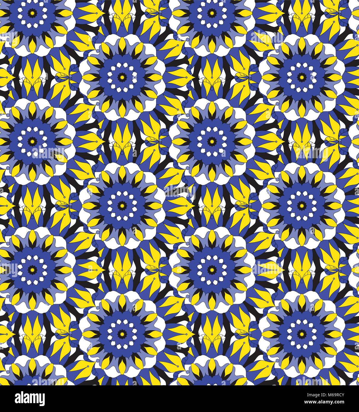 Seamless repeating pattern of colored mandalas Stock Vector Image & Art ...