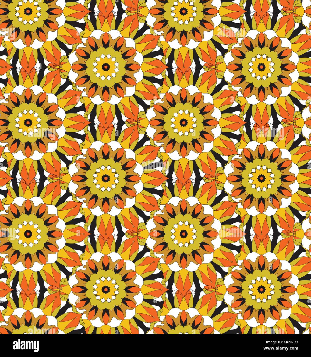 Seamless repeating pattern of colored mandalas Stock Vector Image & Art ...