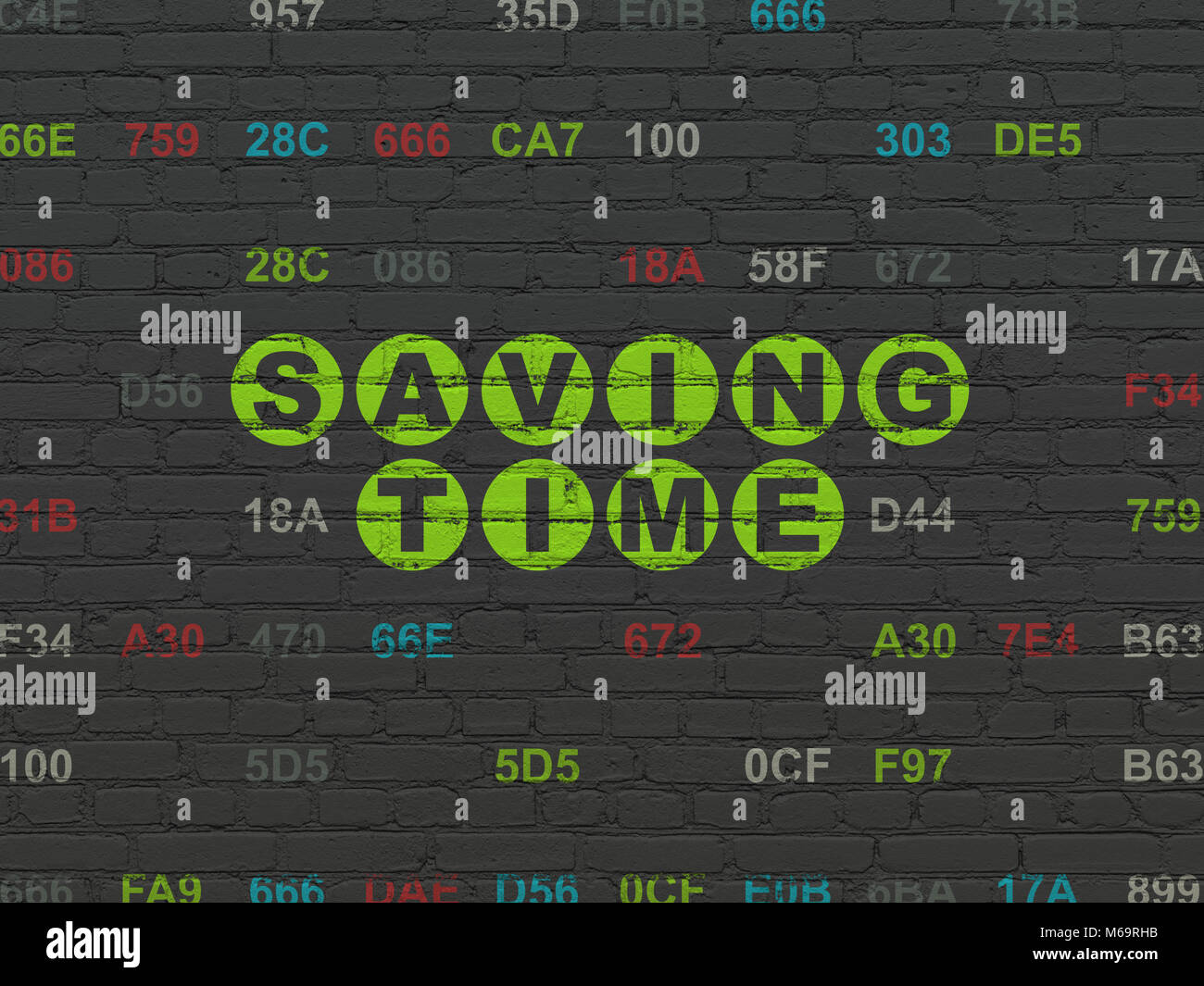 Timeline concept: Saving Time on wall background Stock Photo - Alamy