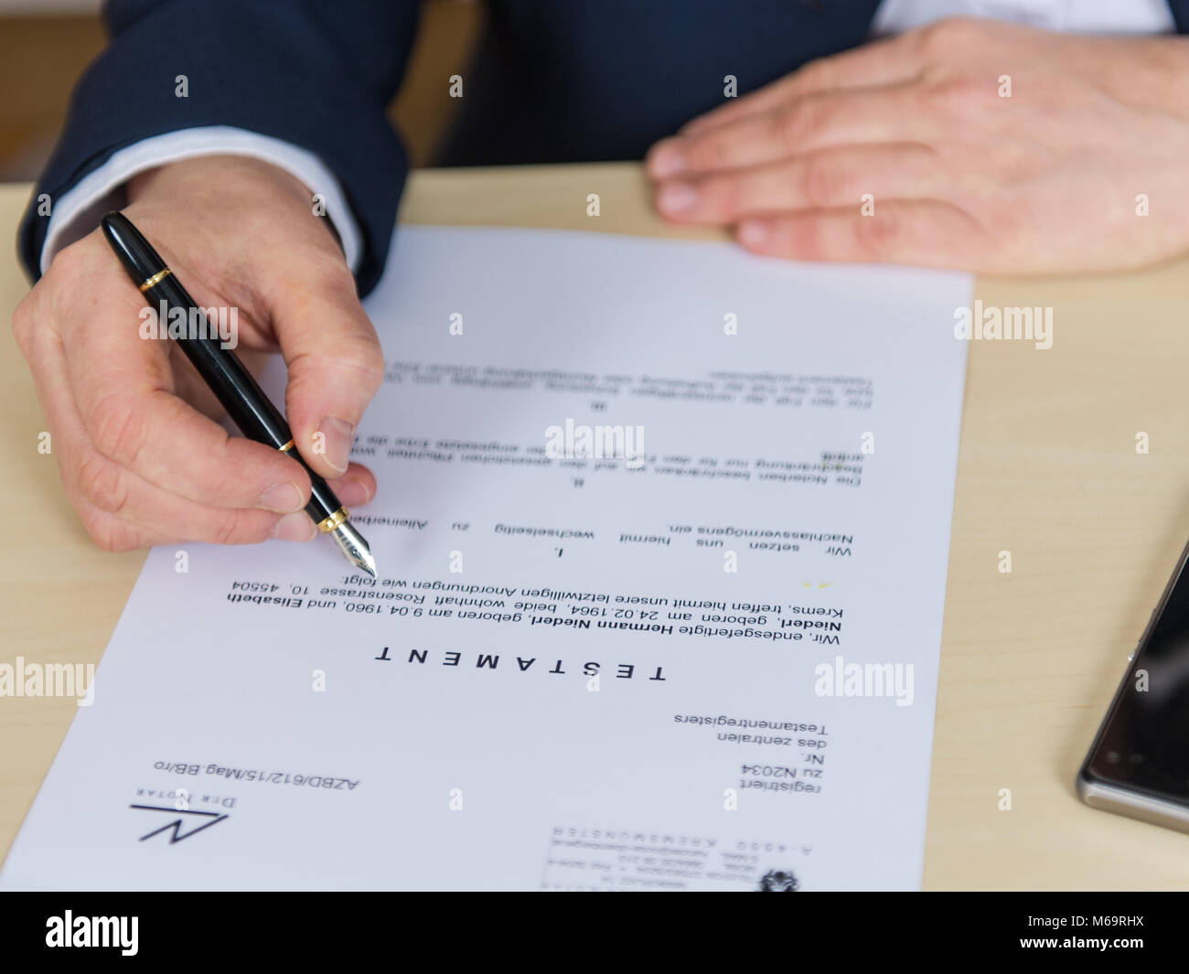Notary last will 2 Stock Photo - Alamy