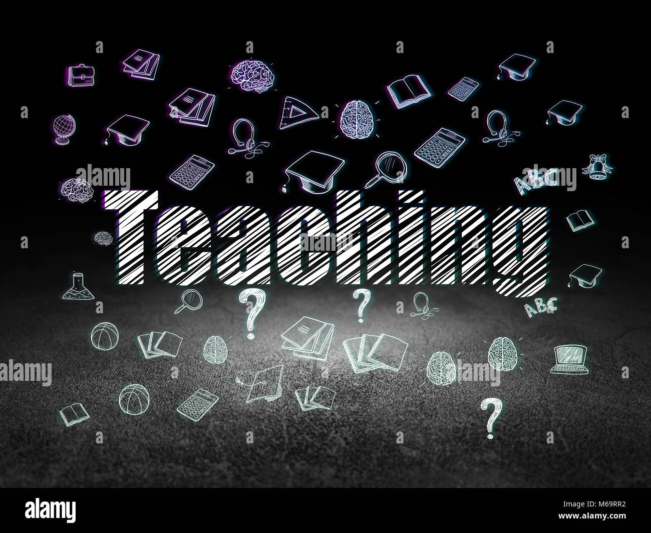 Learning concept: Teaching in grunge dark room Stock Photo - Alamy