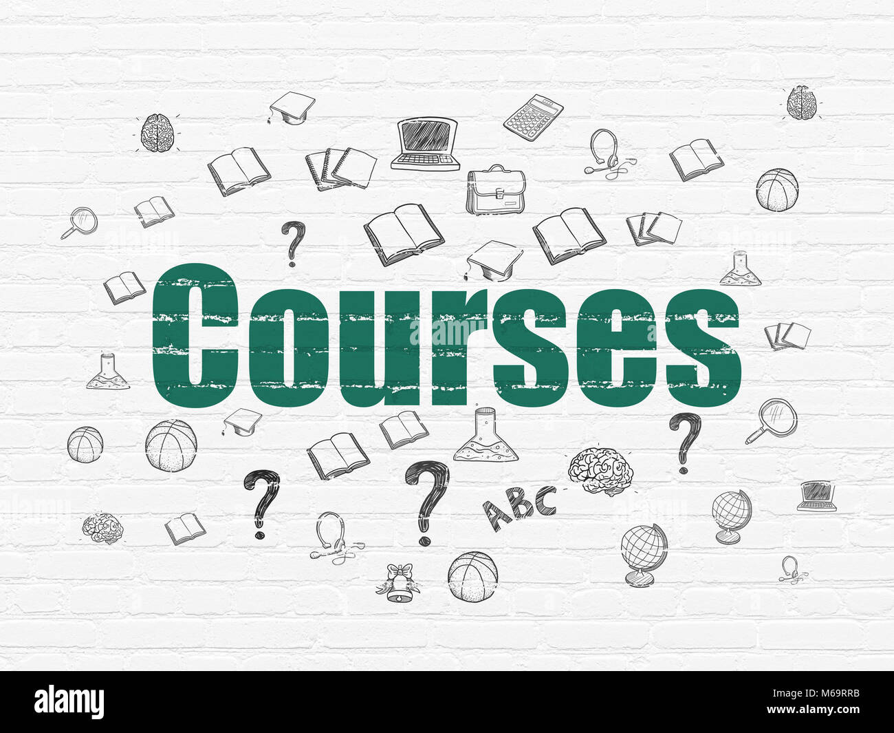 Education concept: Courses on wall background Stock Photo - Alamy