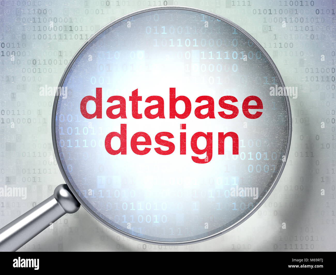 Programming concept: Database Design with optical glass Stock Photo - Alamy