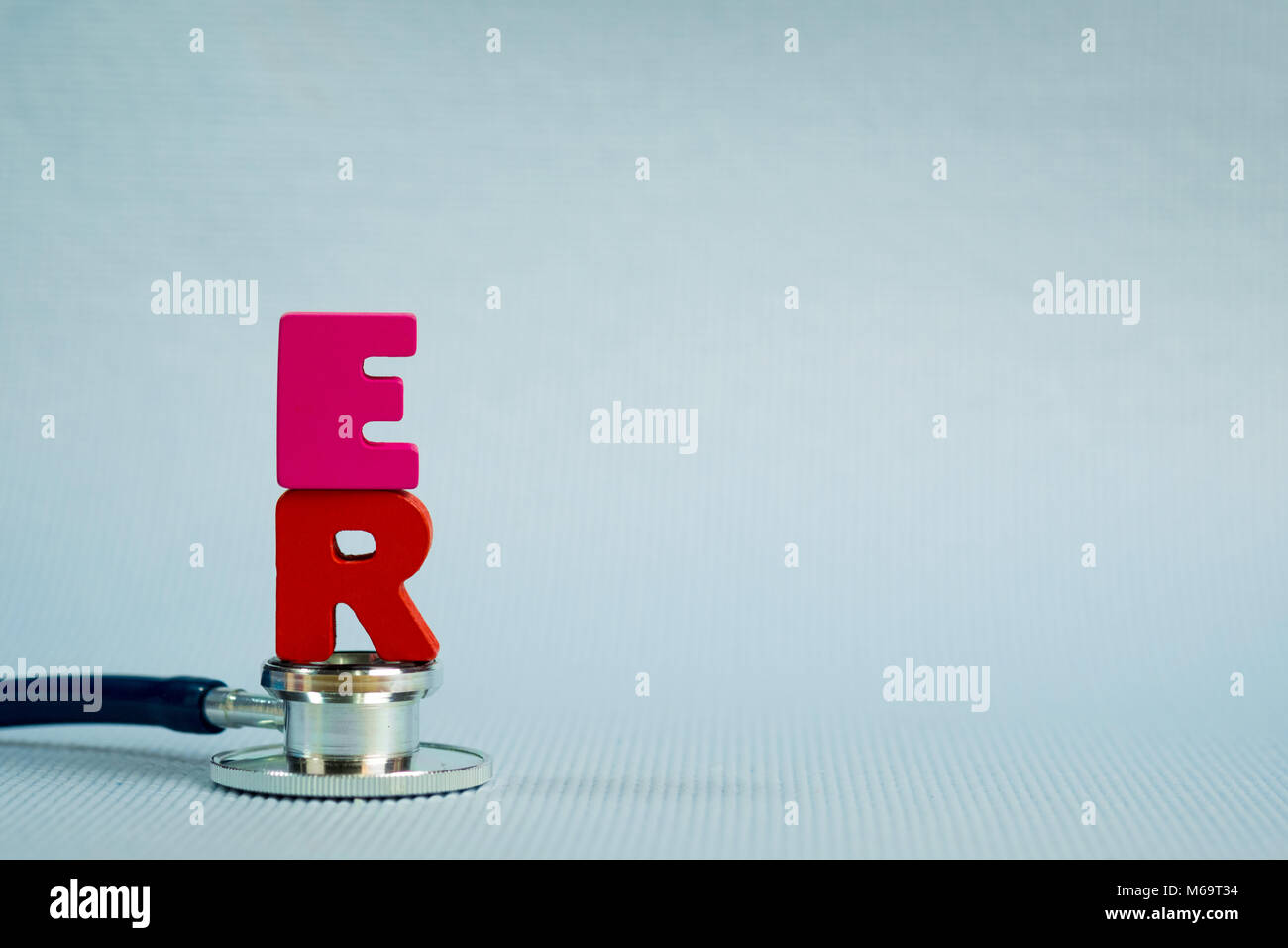Text ER or emergency room alphabet with stethoscope, healthy and health ...