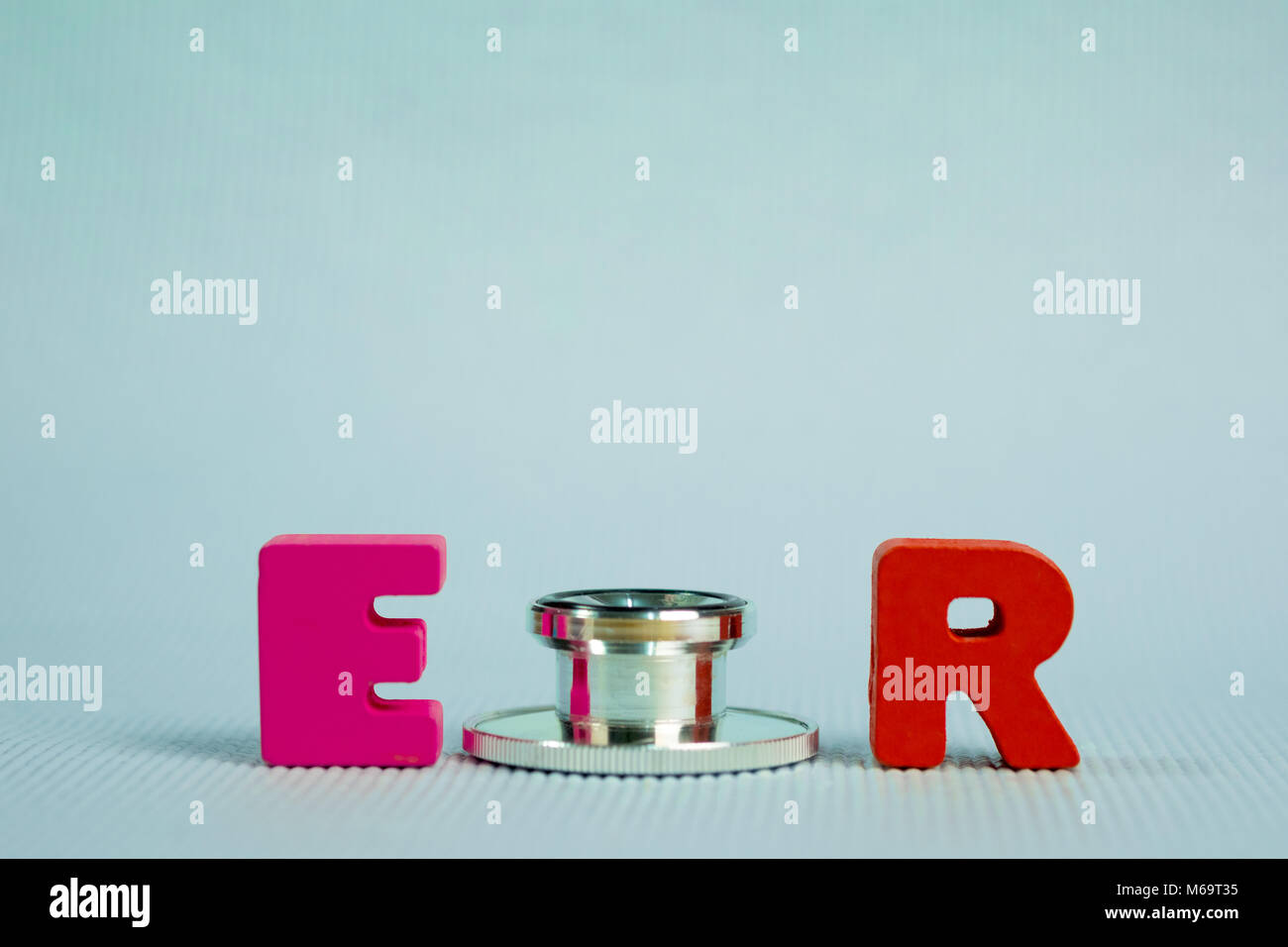 Text ER or emergency room alphabet with stethoscope, healthy and health ...