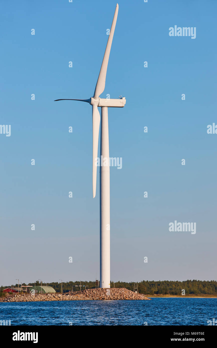 Windmill in the baltic sea. Renewable clean and green energy. Finland ...
