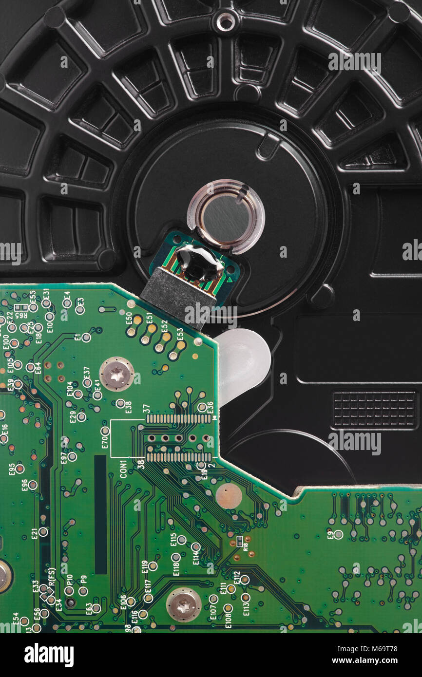 Hard drive disc detail with mother board. Backup device. Vertical Stock ...