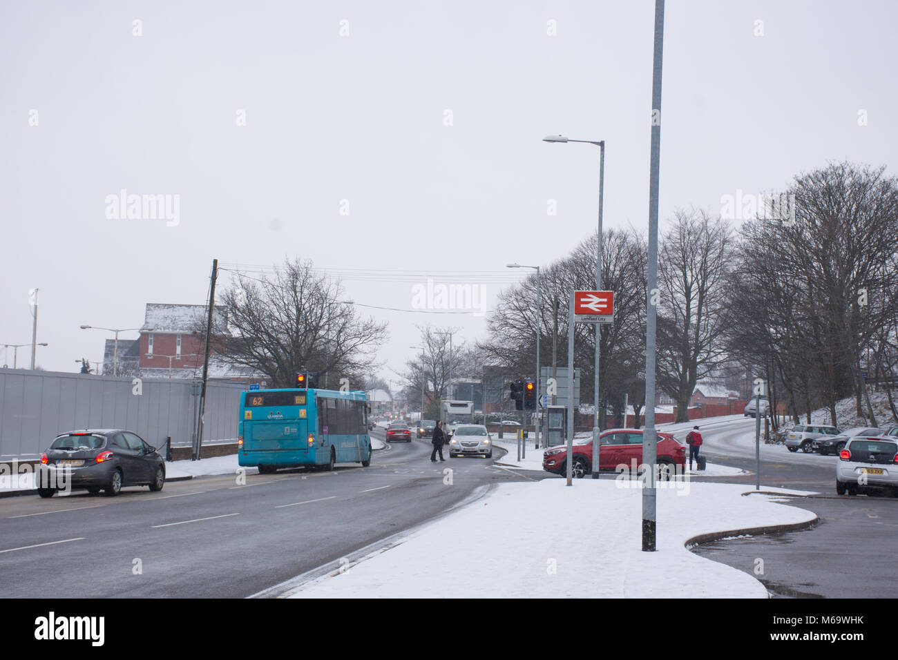 Lichfield,UK.1 March 2018.UK Weather.Beast from East.Cleared road at ...