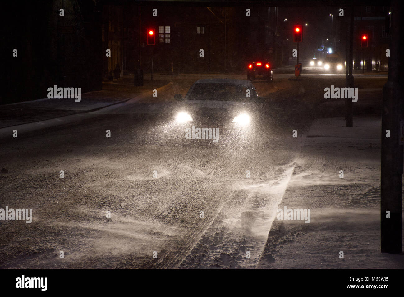Lichfield,UK.1 March,2018.UK Weather.Beast from East.Heavy snow fall ...