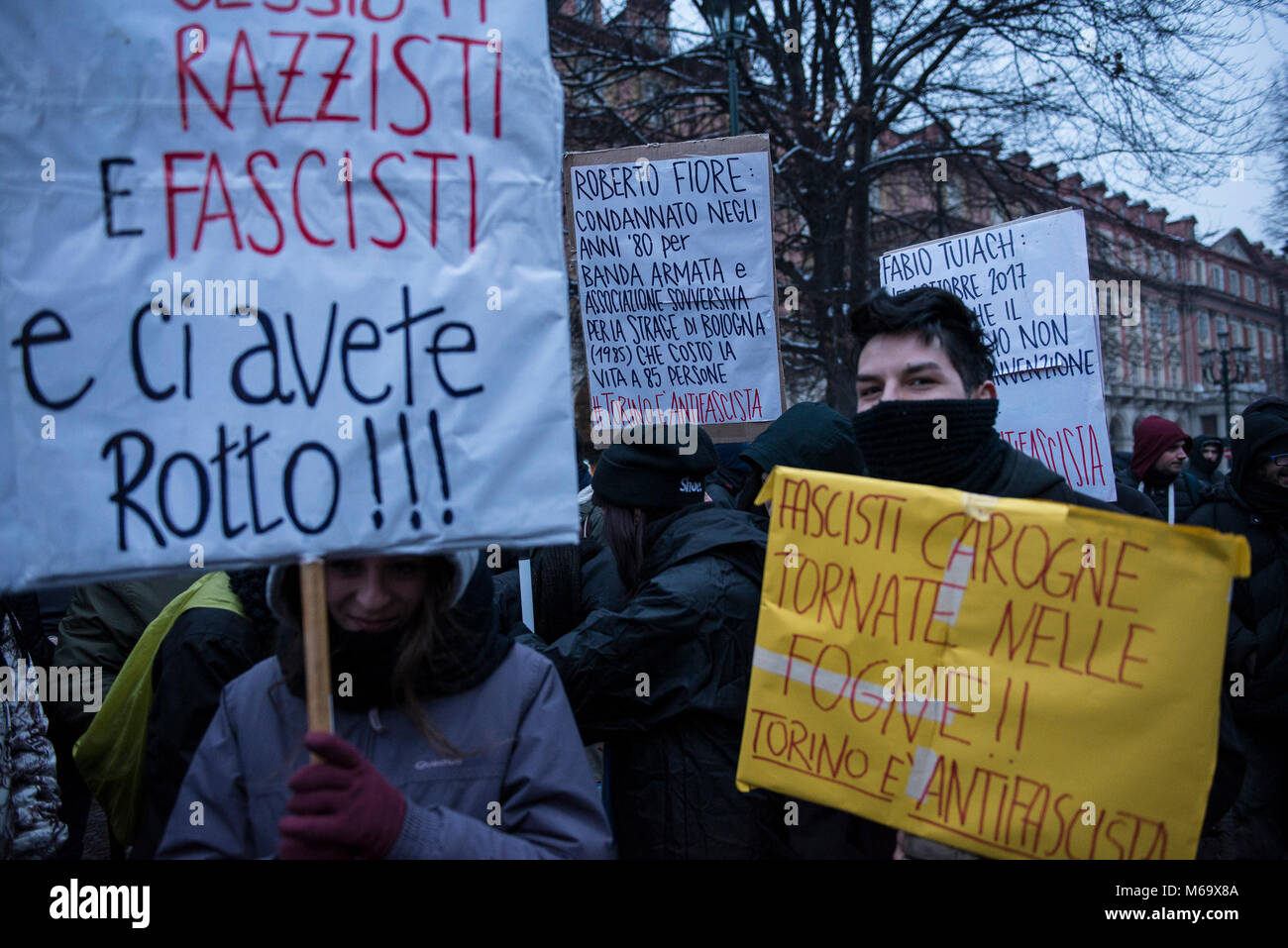 March 1, 2018 - Turin, Italy-March 1, 2018: Anti-fascist demonstration ...