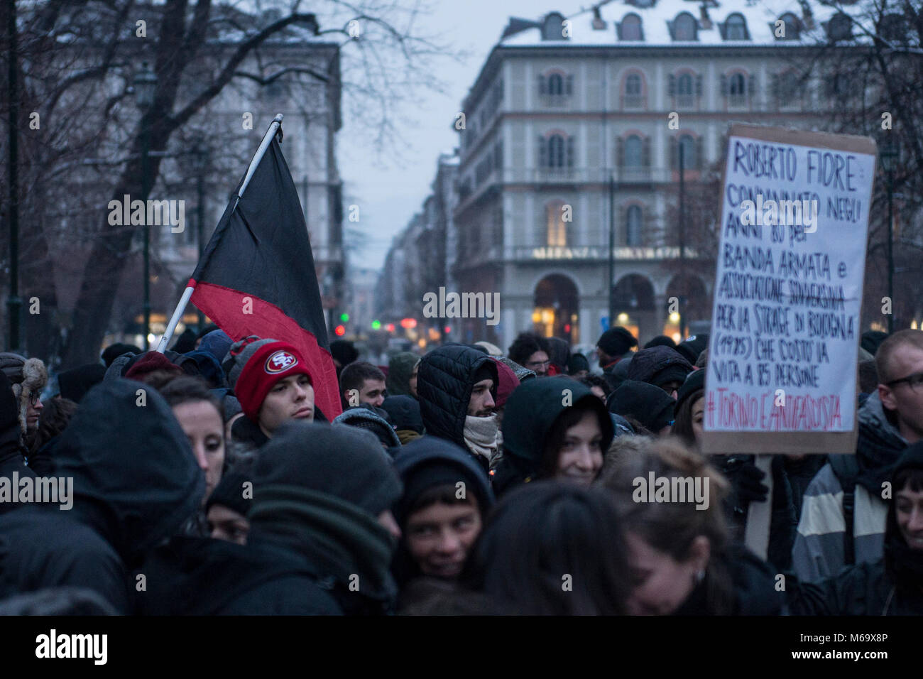 March 1, 2018 - Turin, Italy-March 1, 2018: Anti-fascist demonstration ...