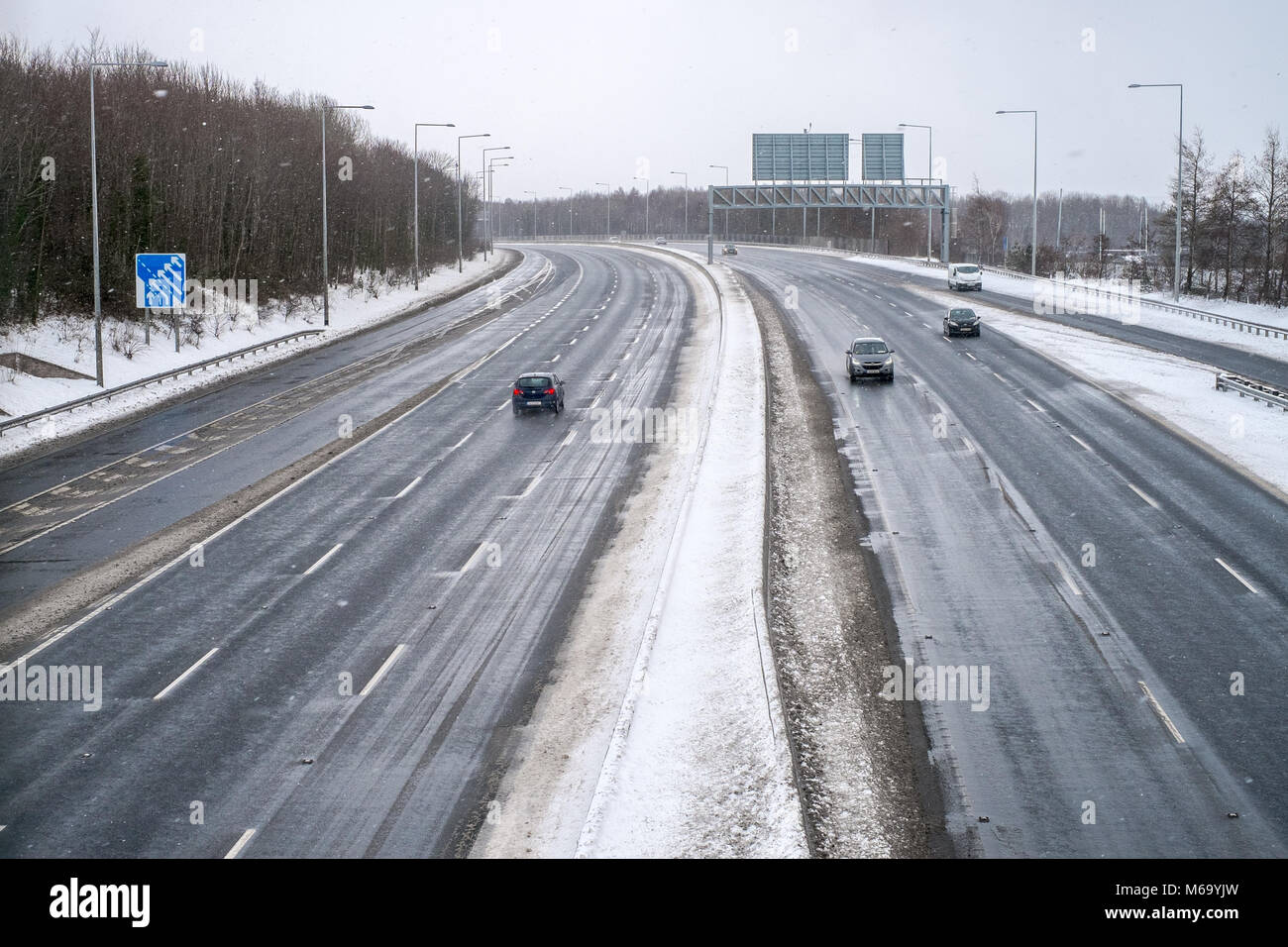 Dublin, Ireland. 1st Mar, 2018. UK Weather: Motorway M50 in Dublin City ...