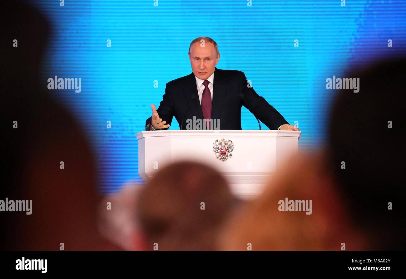 Russian President Vladimir Putin delivers the annual address to the ...