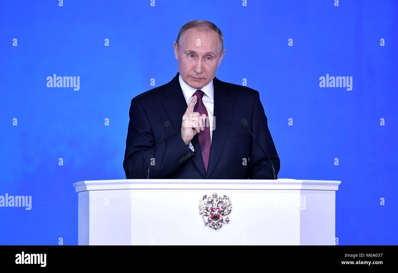 Russian President Vladimir Putin delivers the annual address to the ...