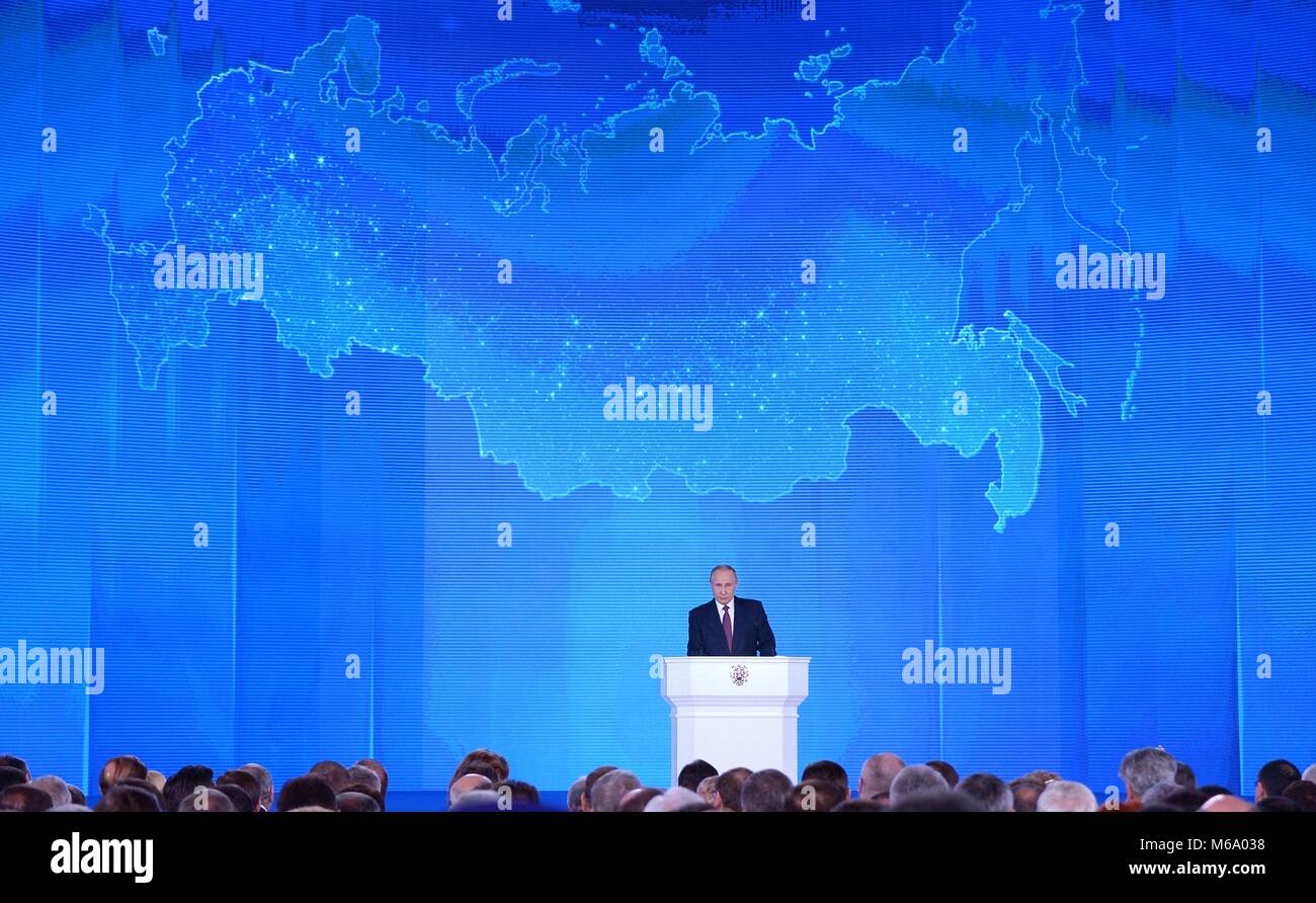 Russian President Vladimir Putin delivers the annual address to the ...