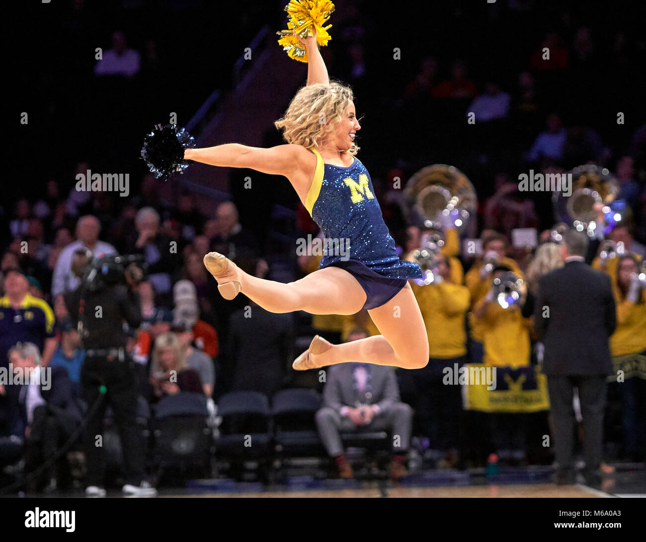 New York, New York, USA. 1st Mar, 2018. Michigan Wolverines dance team ...
