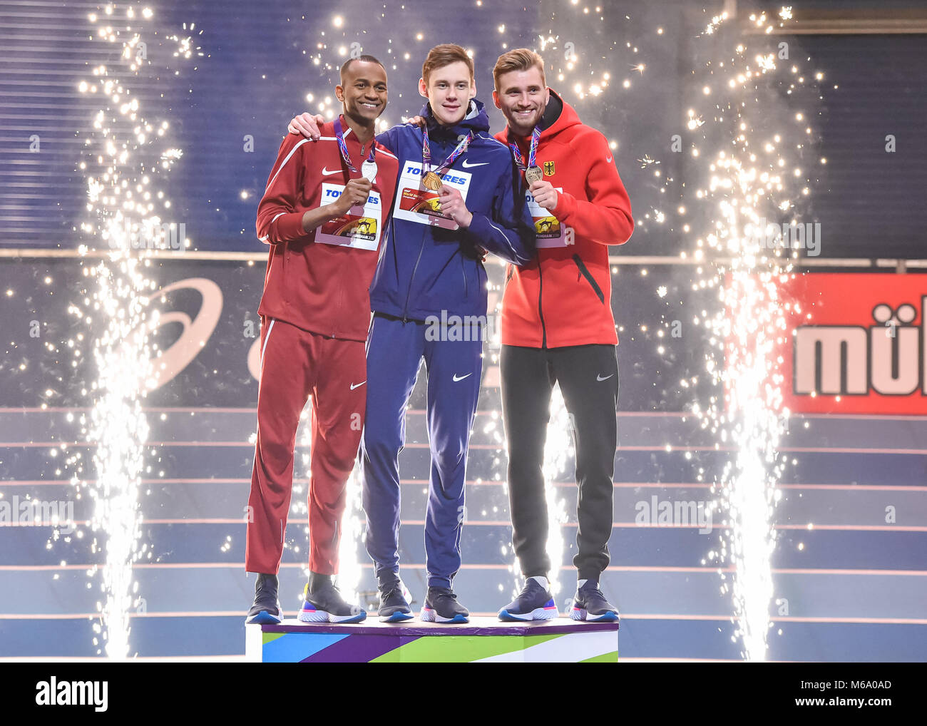 Birmingham, UK. 1st March, 2018. Danil Lysenko (ANA), Mutaz Essa ...