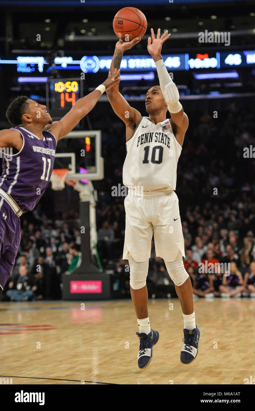 New York, New York, USA. 1st Mar, 2018. ANTHONY GAINES (11) attempts to ...