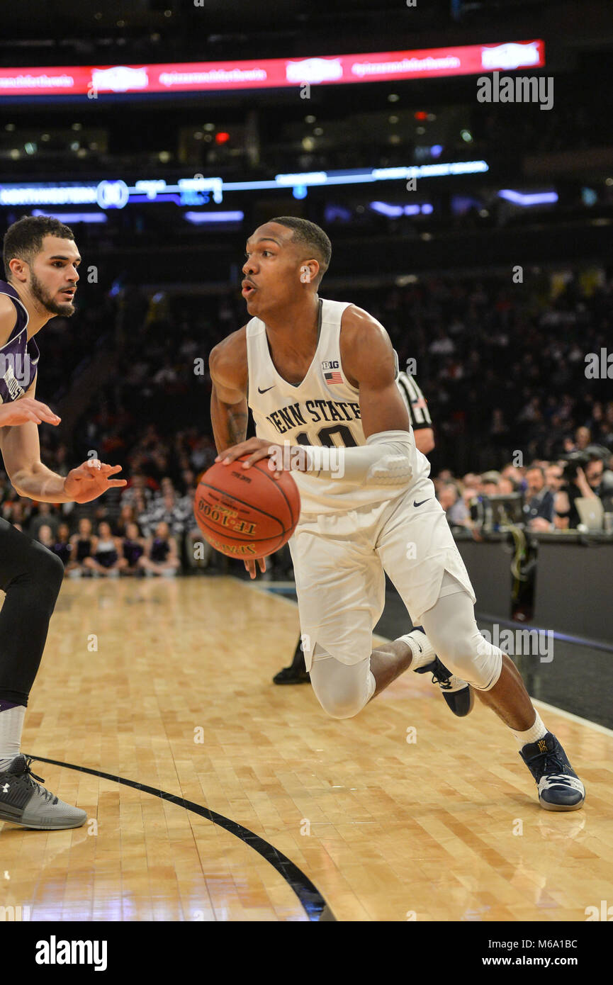 New York, New York, USA. 1st Mar, 2018. TONY CARR (10) charges toward ...
