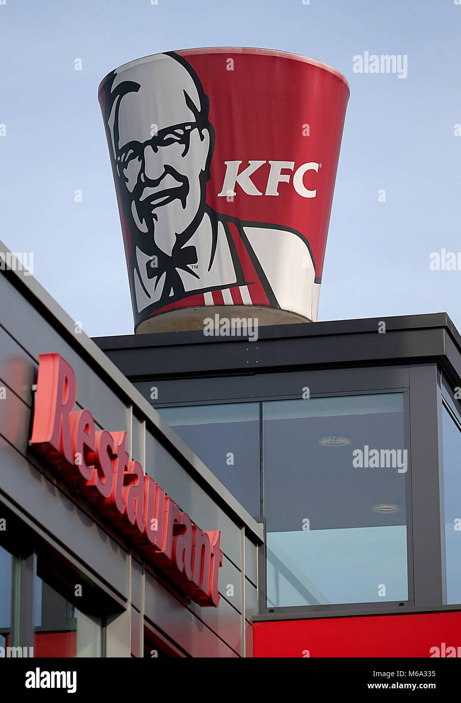01 March 2018, Germany, Cologne: The sign of a branch of the fast food ...
