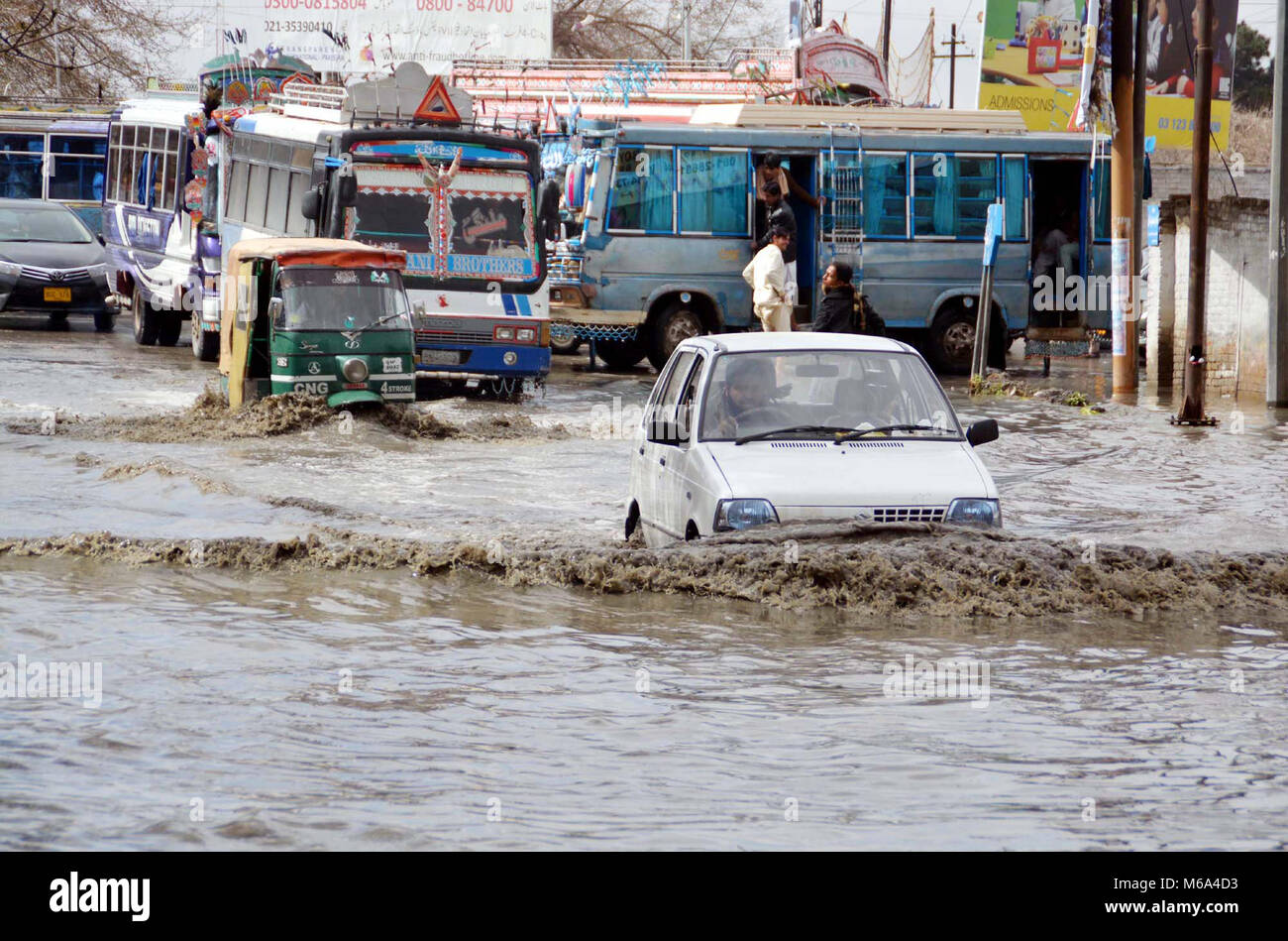 Inundated road by overflowing sewerage water creating problems for ...