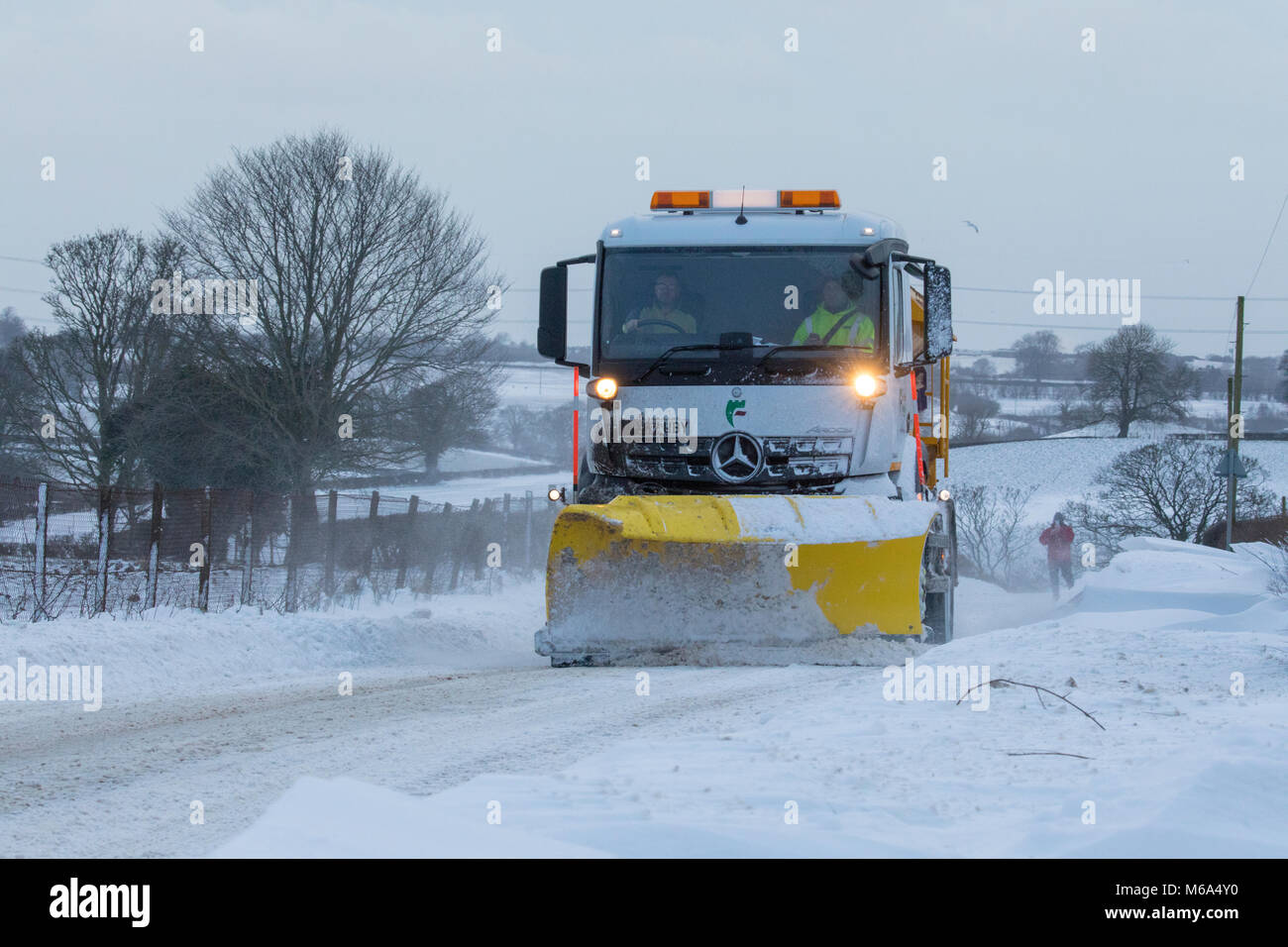 A Flintshire Council gritting vehicle and snow plough clearing the main ...
