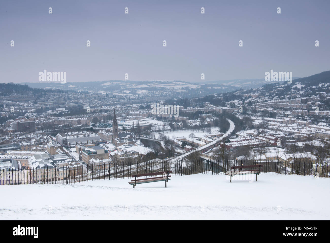 Bath, Somerset, UK. 2nd March, 2018. UK. Bath covered in snow. The ...