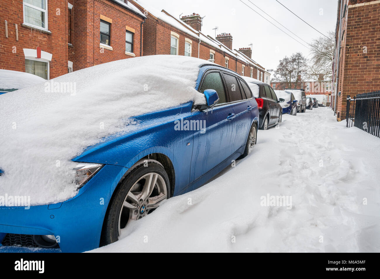 Exeter, Devon, UK. 2nd March 2018. UK Weather. Heavy snow and freezing ...