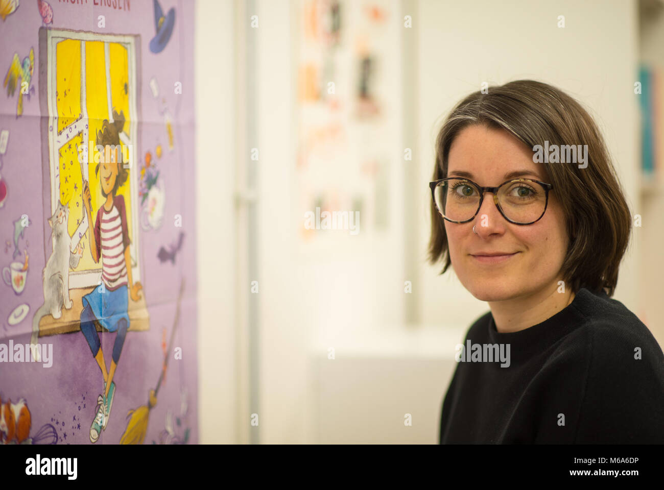 27 February 2018, Germany, Mainz: Annika Sauerborn in front of one of ...