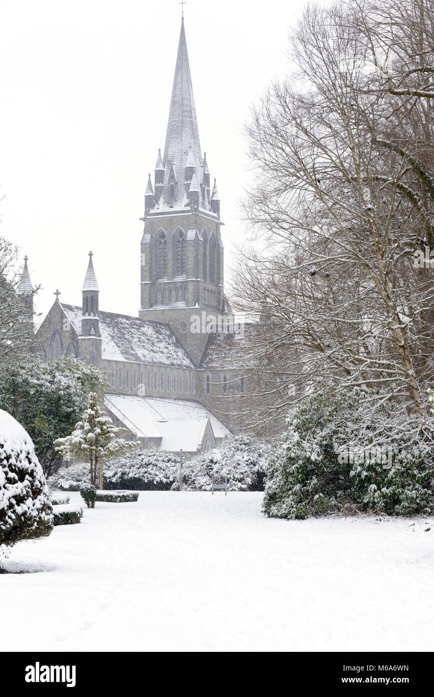 Religion Ireland St. Mary's cathedral in snow, Killarney, County Kerry ...