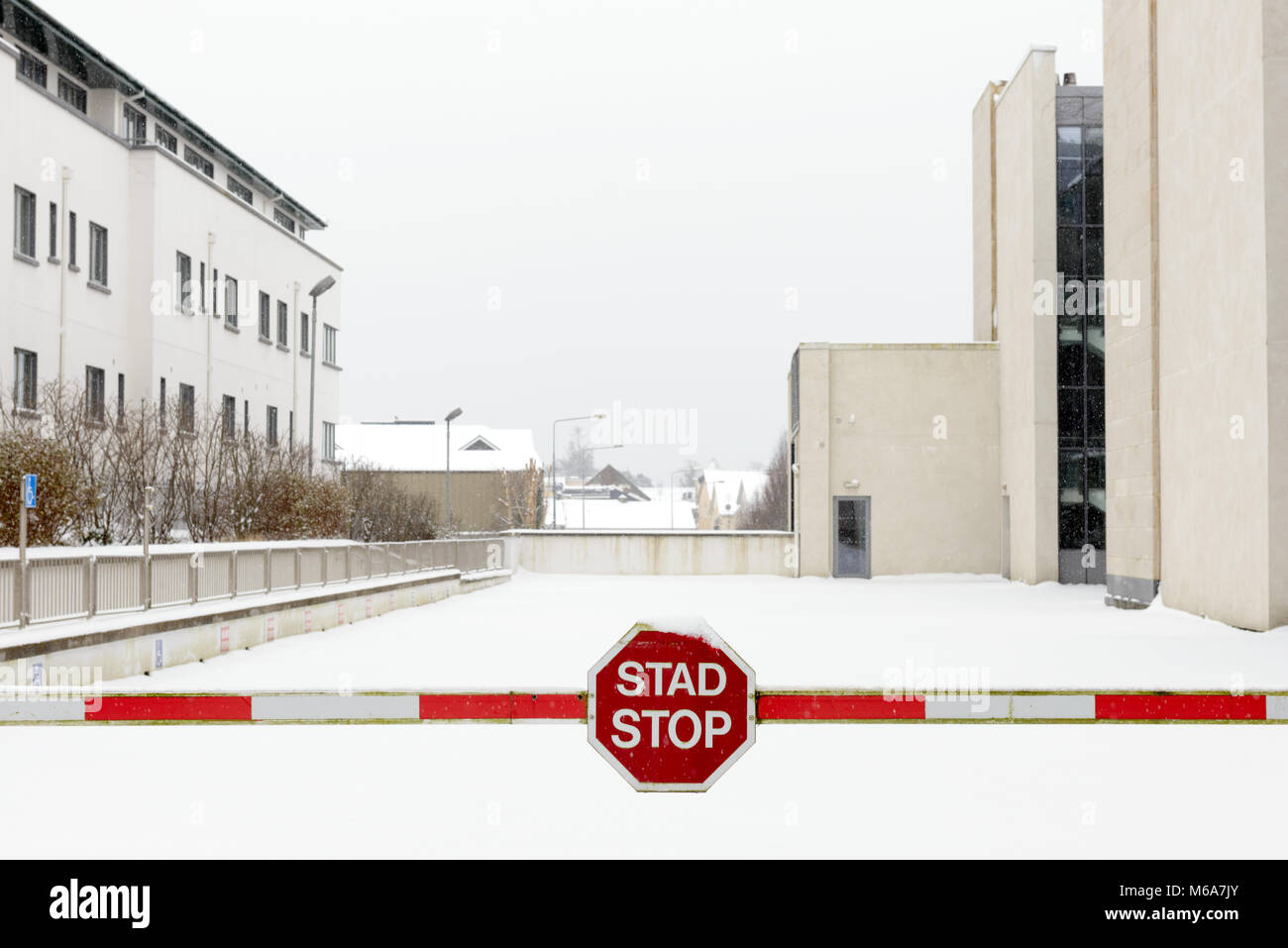 Stop sign Ireland Snow Ireland Red Stop sign in English and Irish ...