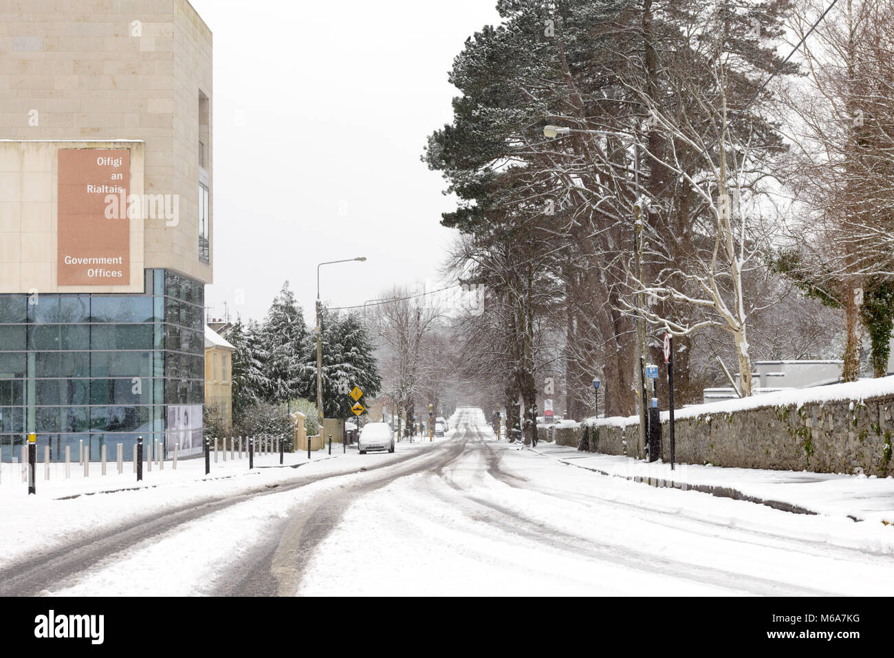 Snow Ireland street Government building on New Road in snow, Killarney ...