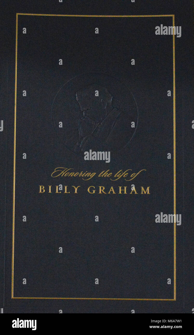 Charlotte, NC, USA. 2 March, 2018. Official funeral program for the ...