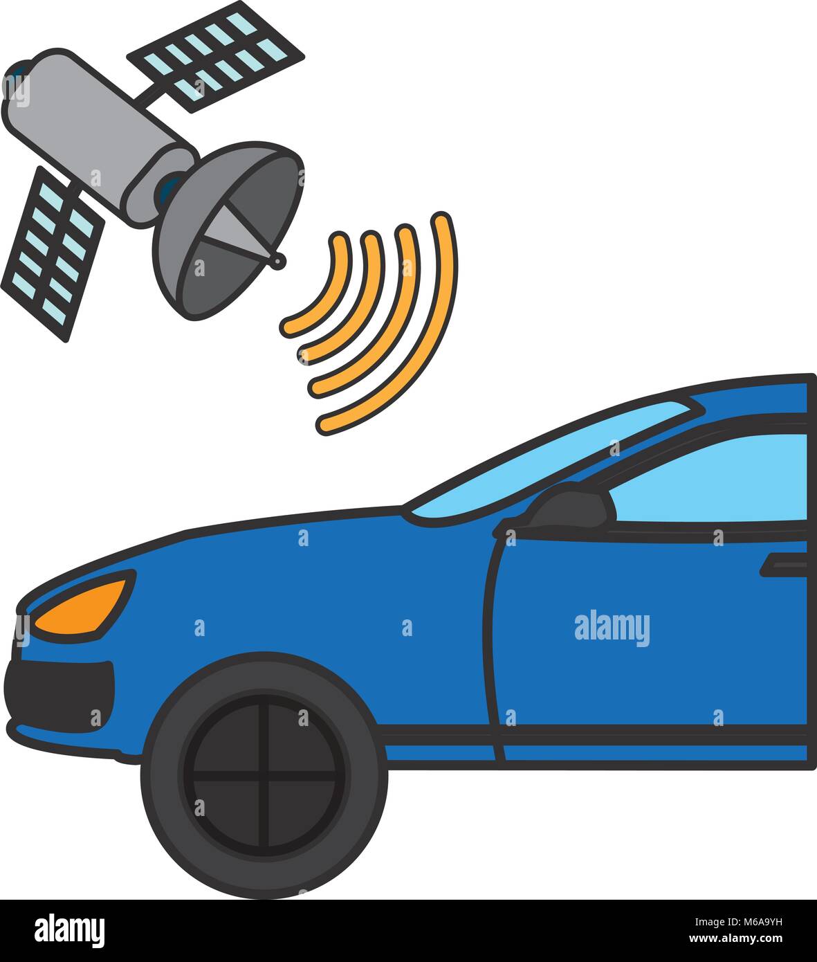 automobile with satellite wifi connection technology Stock Vector Image ...