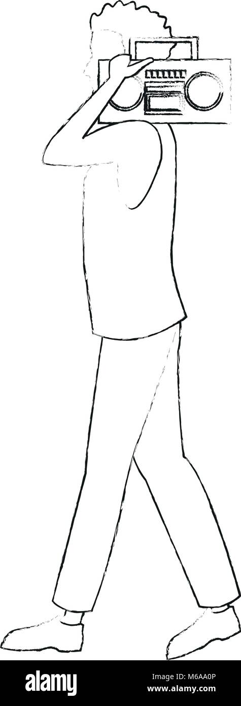 Happy guy listening music Stock Vector Images - Alamy