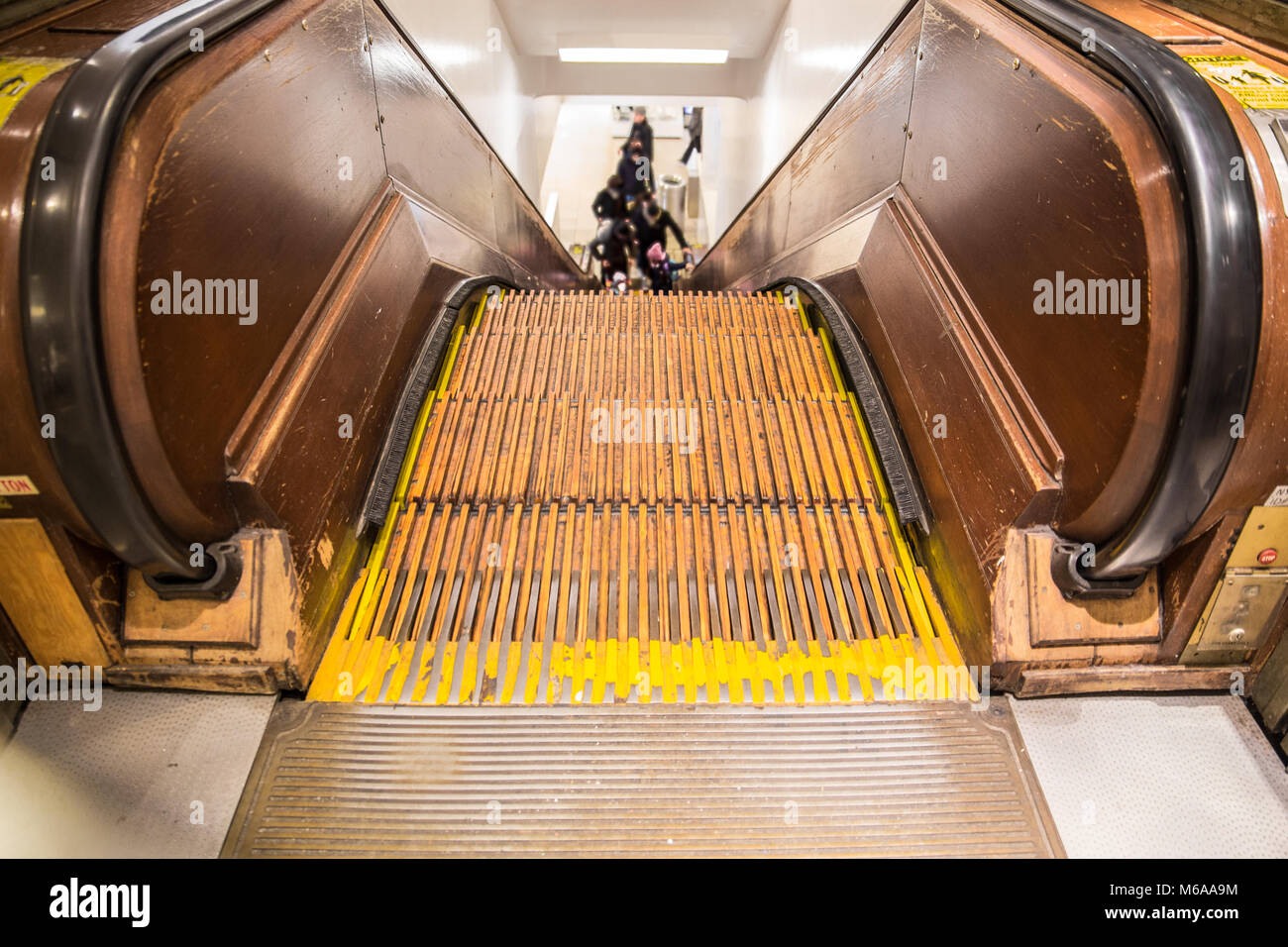 Vintage wooden escalator Stock Photo - Alamy