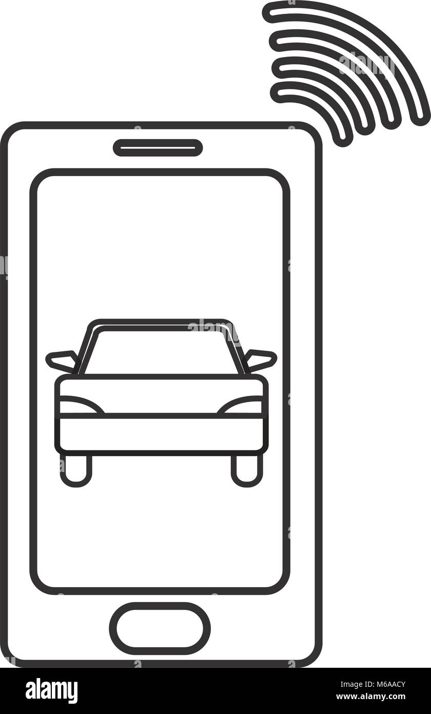 line smartphone with car transport and used wifi Stock Vector Image ...