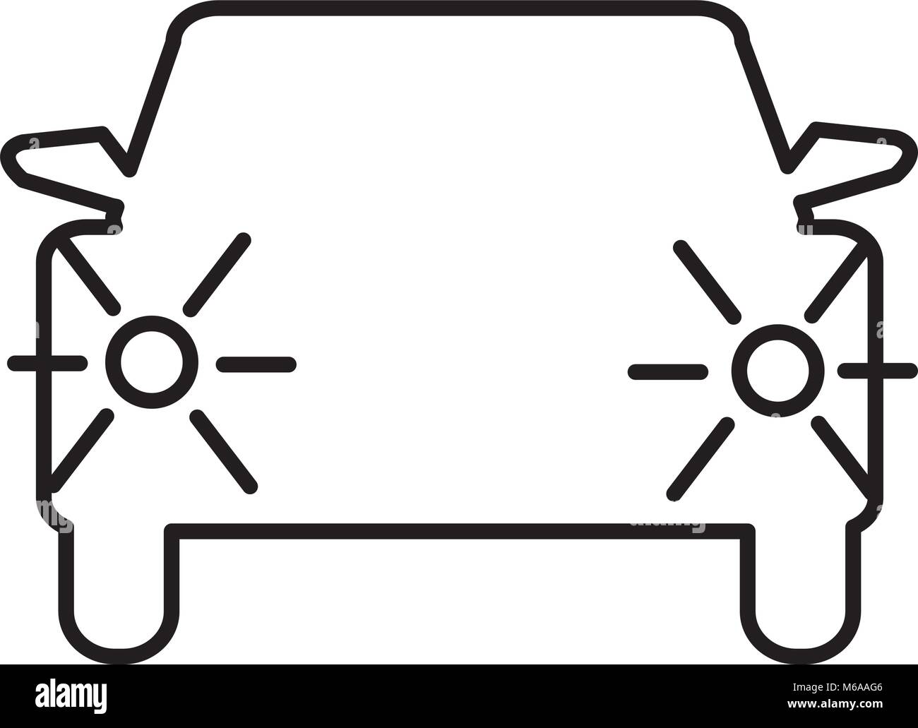 line contour car with headlights and wheel design Stock Vector Image ...